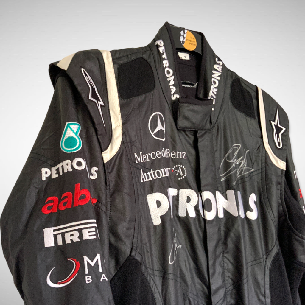 Mercedes F1 Worn Pit Crew Suit Signed by Lewis Hamilton & George ...