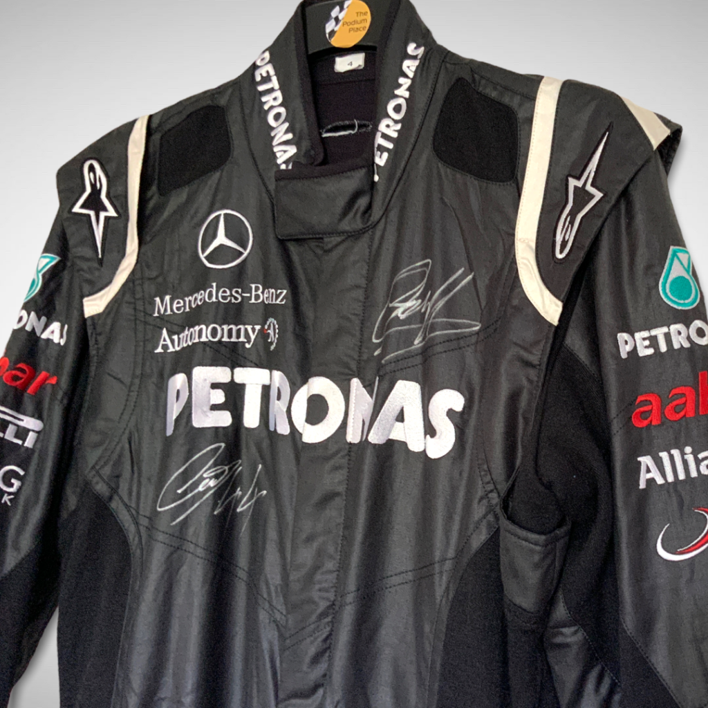 Mercedes F1 Worn Pit Crew Suit Signed by Lewis Hamilton & George ...