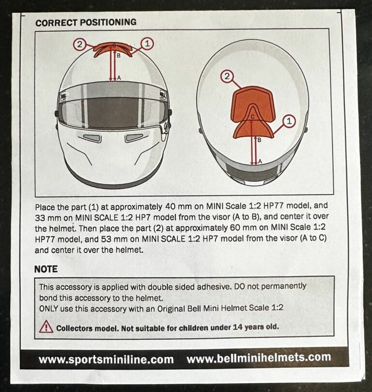 Bell Helmets HP7/77 1:2 Mini Top Air Intake Accessory F1 Hamilton ...