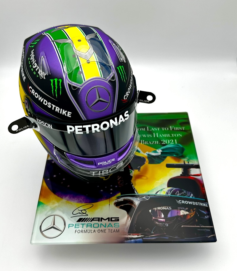 Lewis Hamilton Brazil 2021 Half 1:2 Helmet Glass Display Stand - The ...